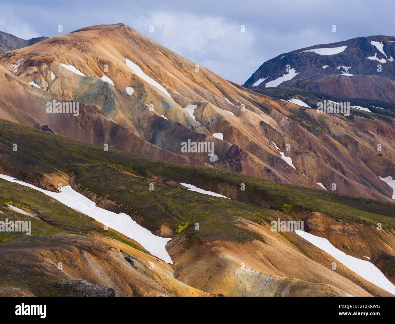 Colored and snowed mountains in Iceland's highlands Landmannalaugar ...