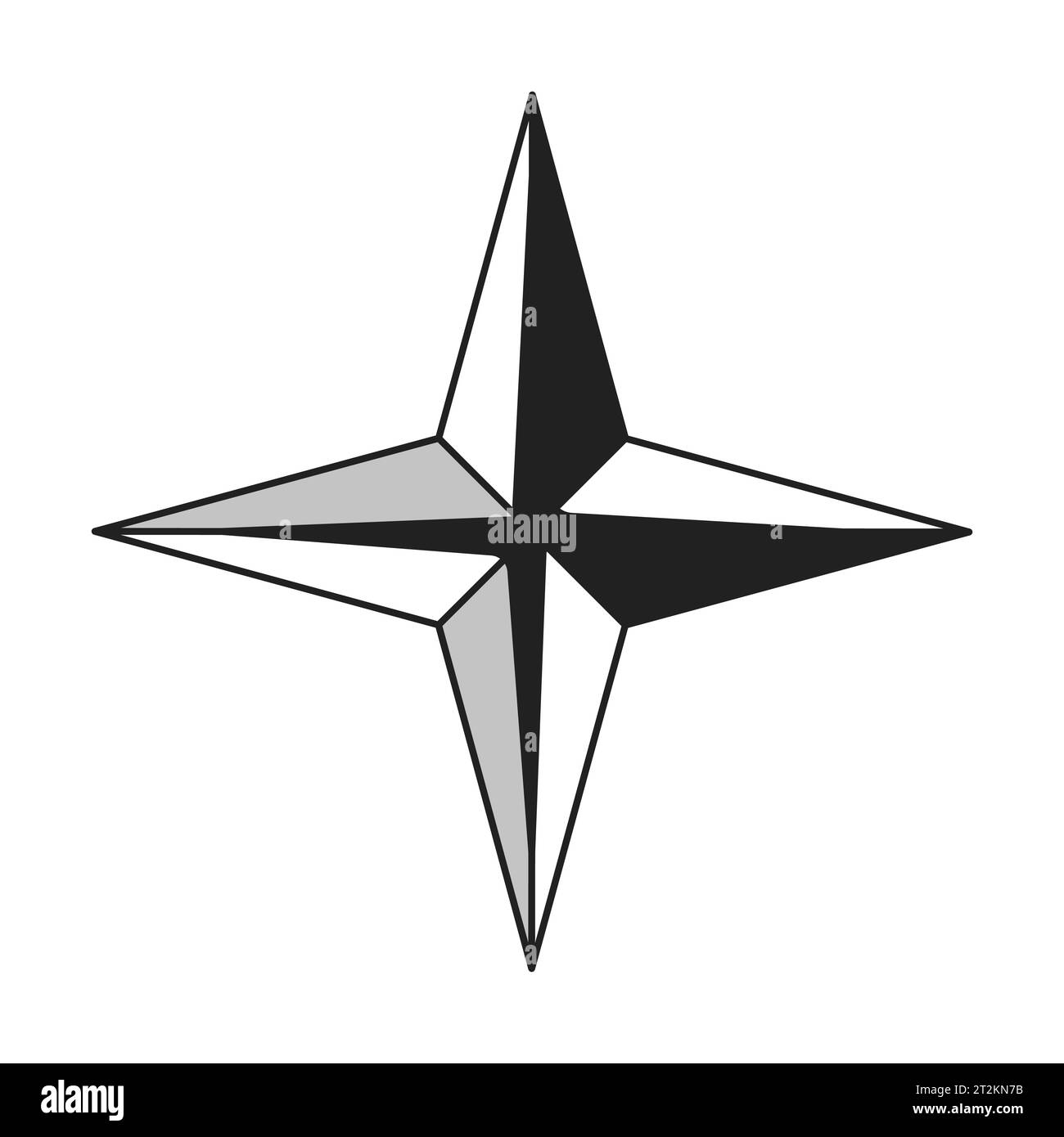 Four pointed star twinkle black and white 2D cartoon object Stock ...