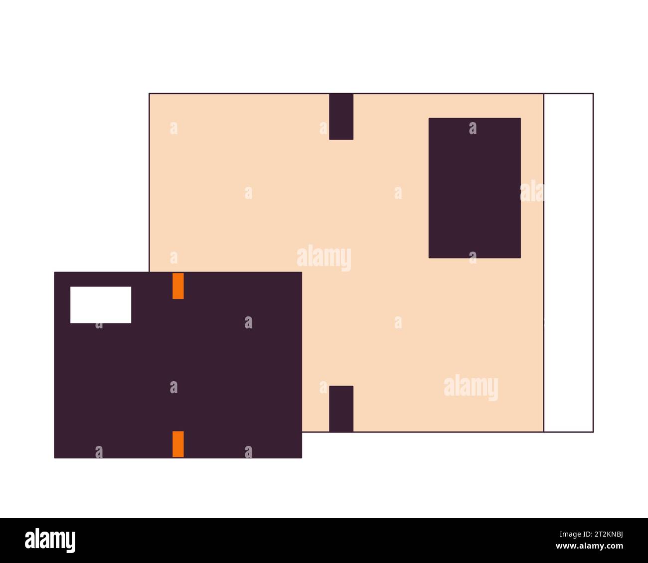 Cardboard two boxes 2D linear cartoon object Stock Vector Image & Art ...