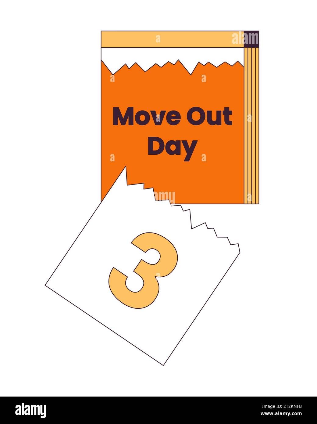 Tear off calendar moving out day 2D linear cartoon object Stock Vector ...