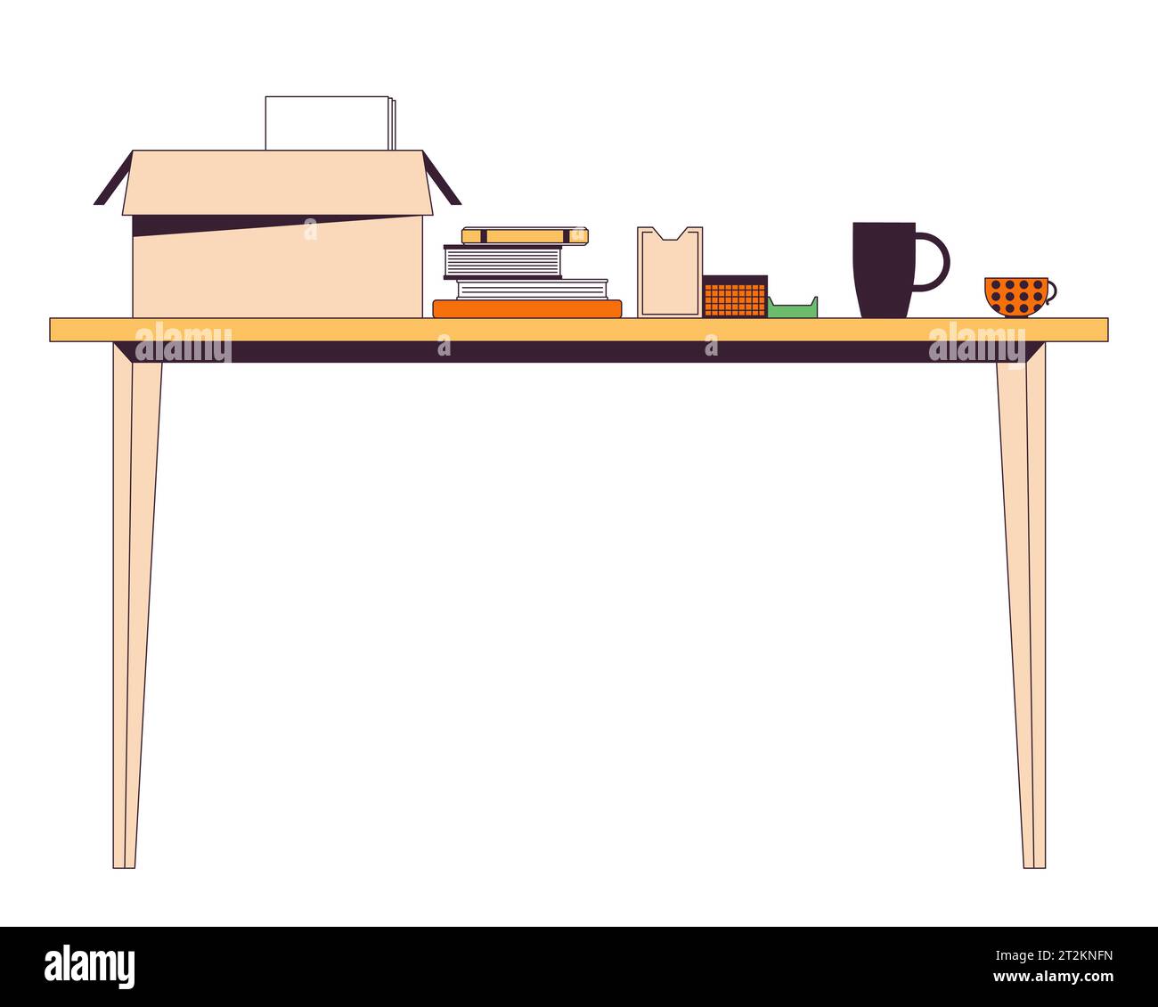 Personal belongings on table 2D linear cartoon object Stock Vector ...