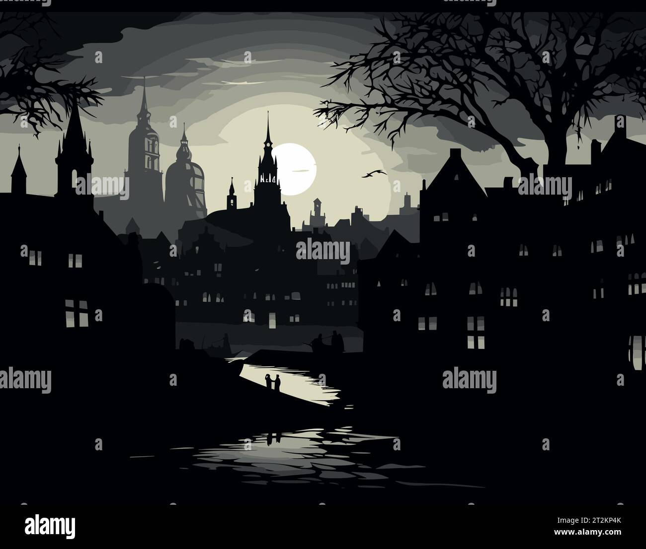 Nighttime silhouette Stock Vector Images - Alamy