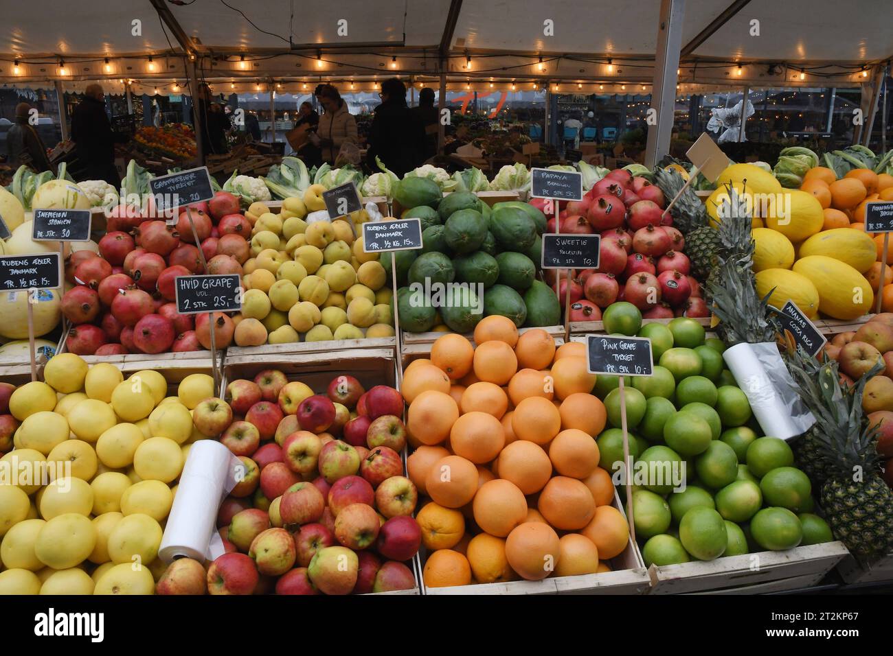 Copenhagen, Denmark /20 October. 2023/Shoppers at farmers market or ...