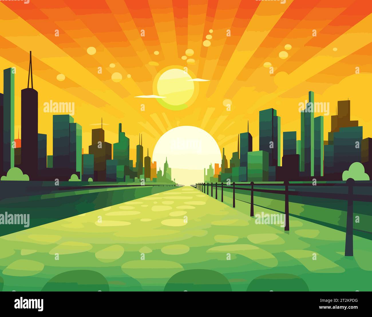 Sunset illuminating urban pathways Stock Vector Image & Art - Alamy