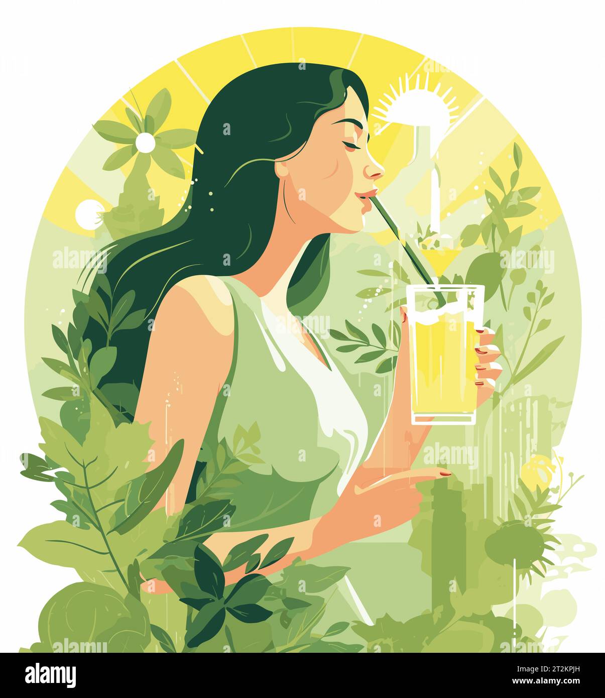 Summer lifestyle portrait woman Stock Vector Images - Alamy