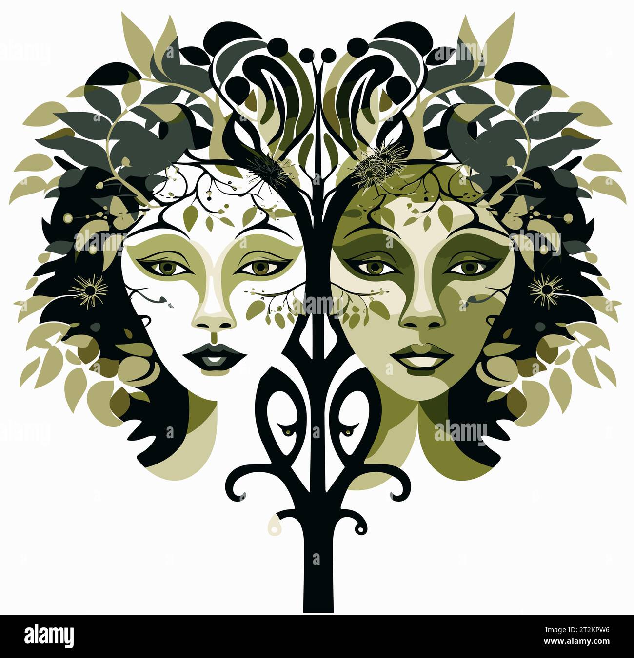 Floral Ornamented Women Vector Stock Vector Image & Art - Alamy