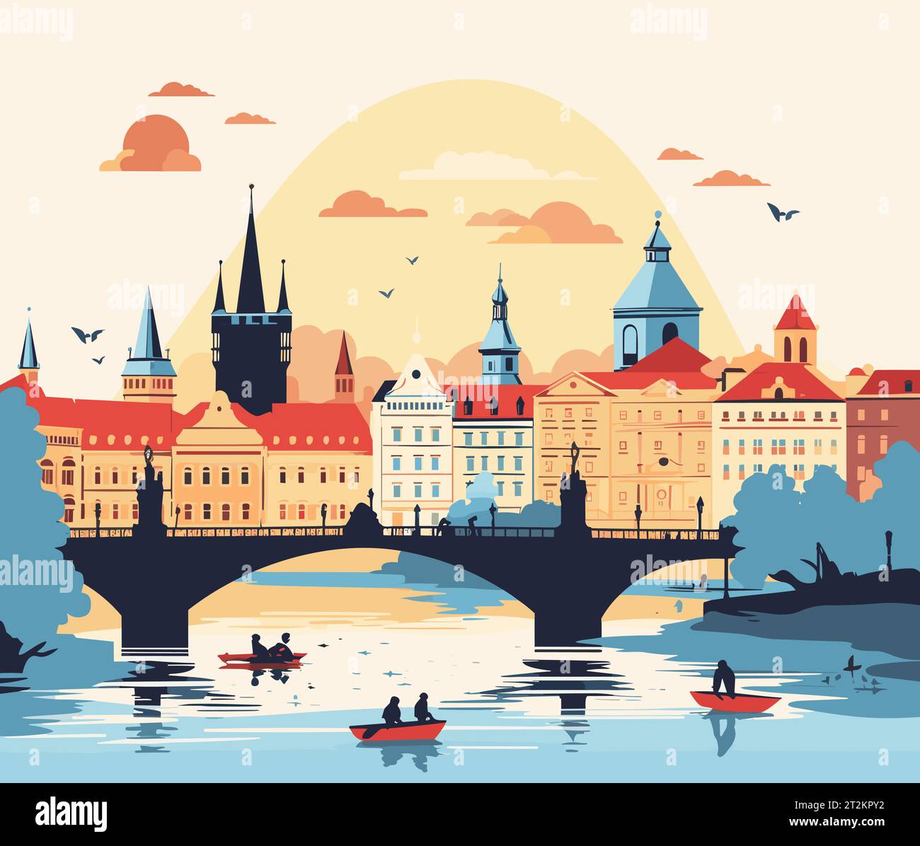 Flat Cartoon Illustration of Prague Stock Vector Image & Art - Alamy