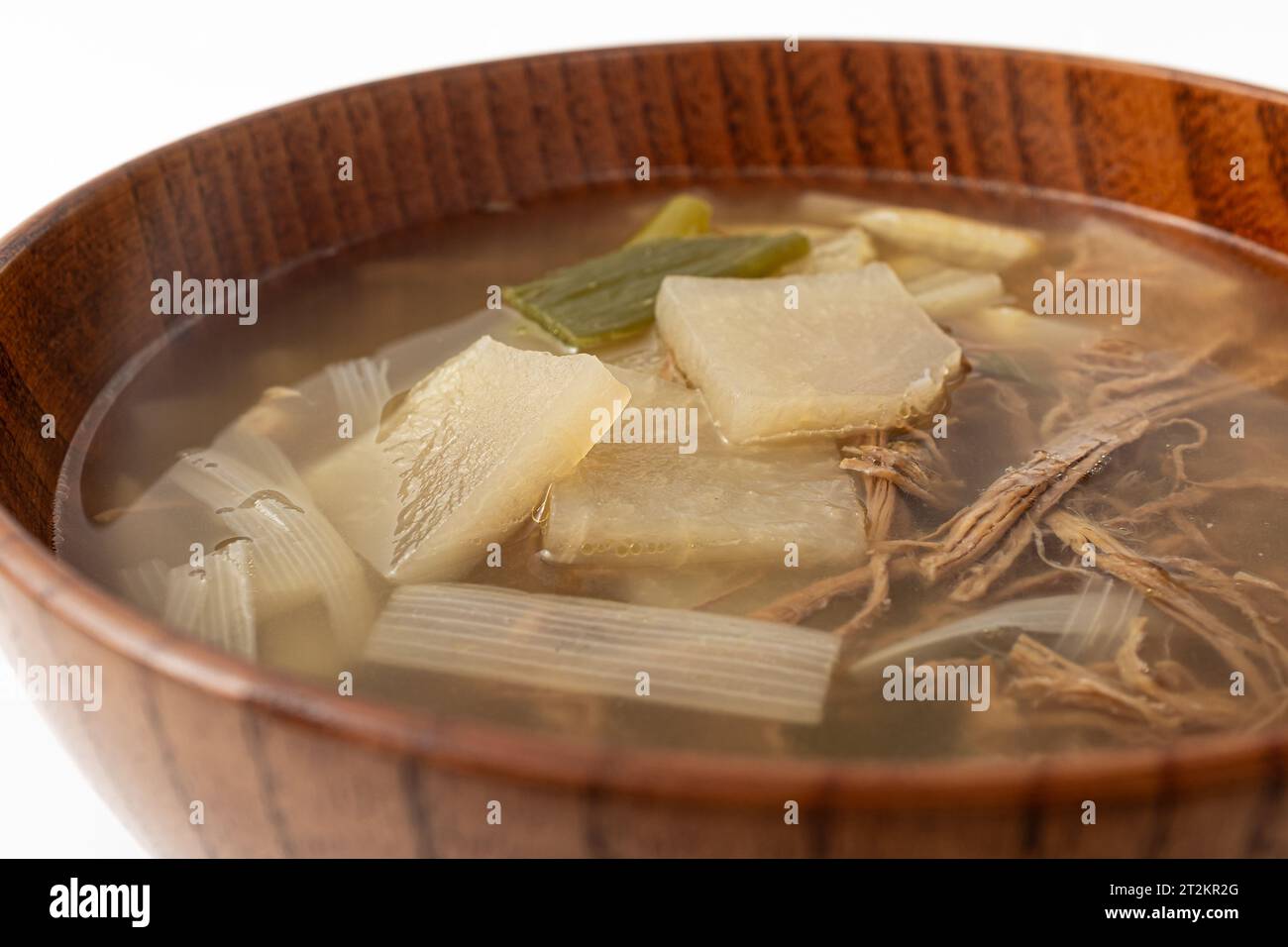 Beef radish soup on a white background Stock Photo - Alamy