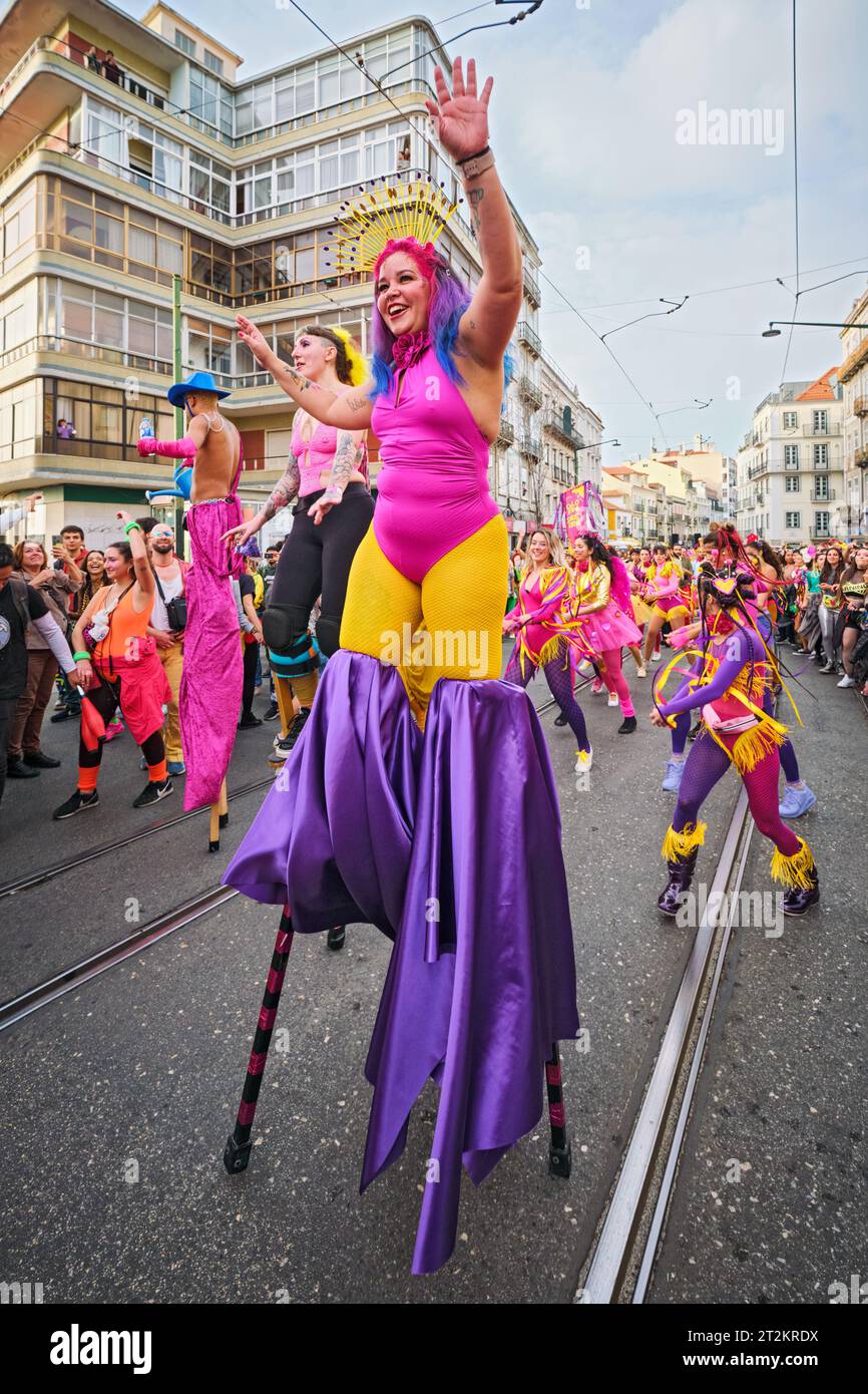 Carnival parade in streets of Lisbon by artistic collective Clandestine ...