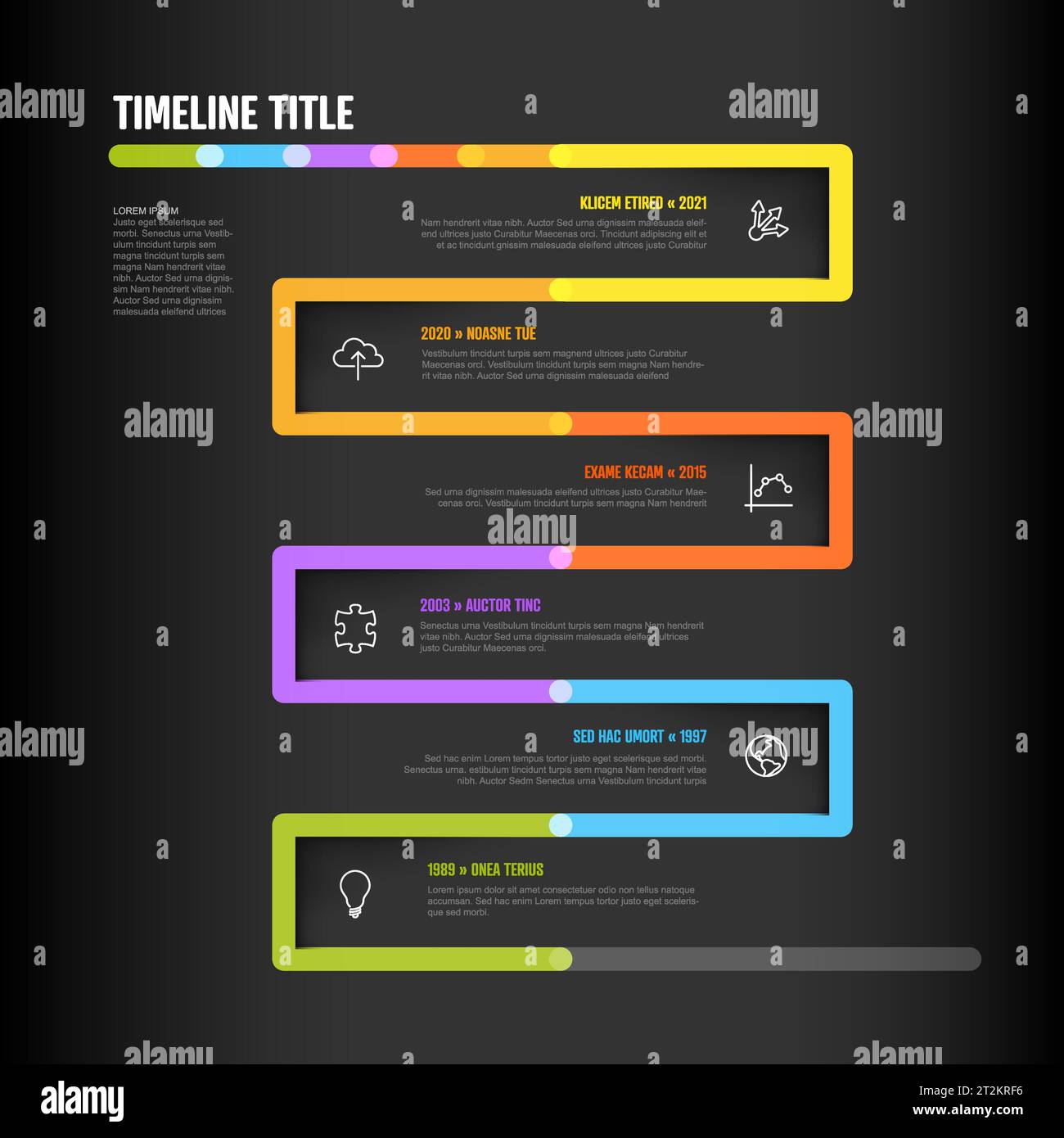 Vector Infographic Company Milestones curved vertical Timeline Template ...