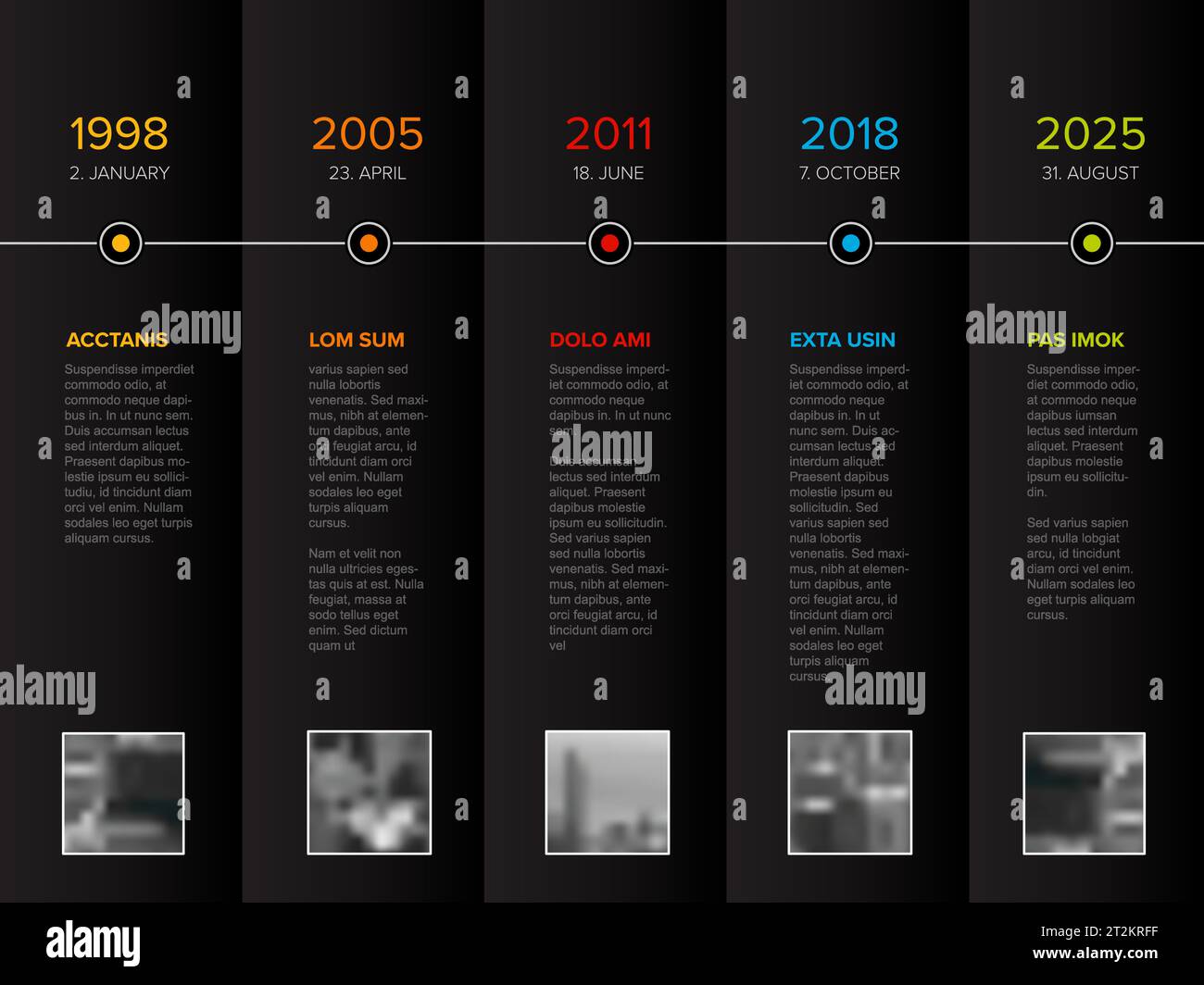 Vector Infographic Company Milestones Timeline Template on black folded ...