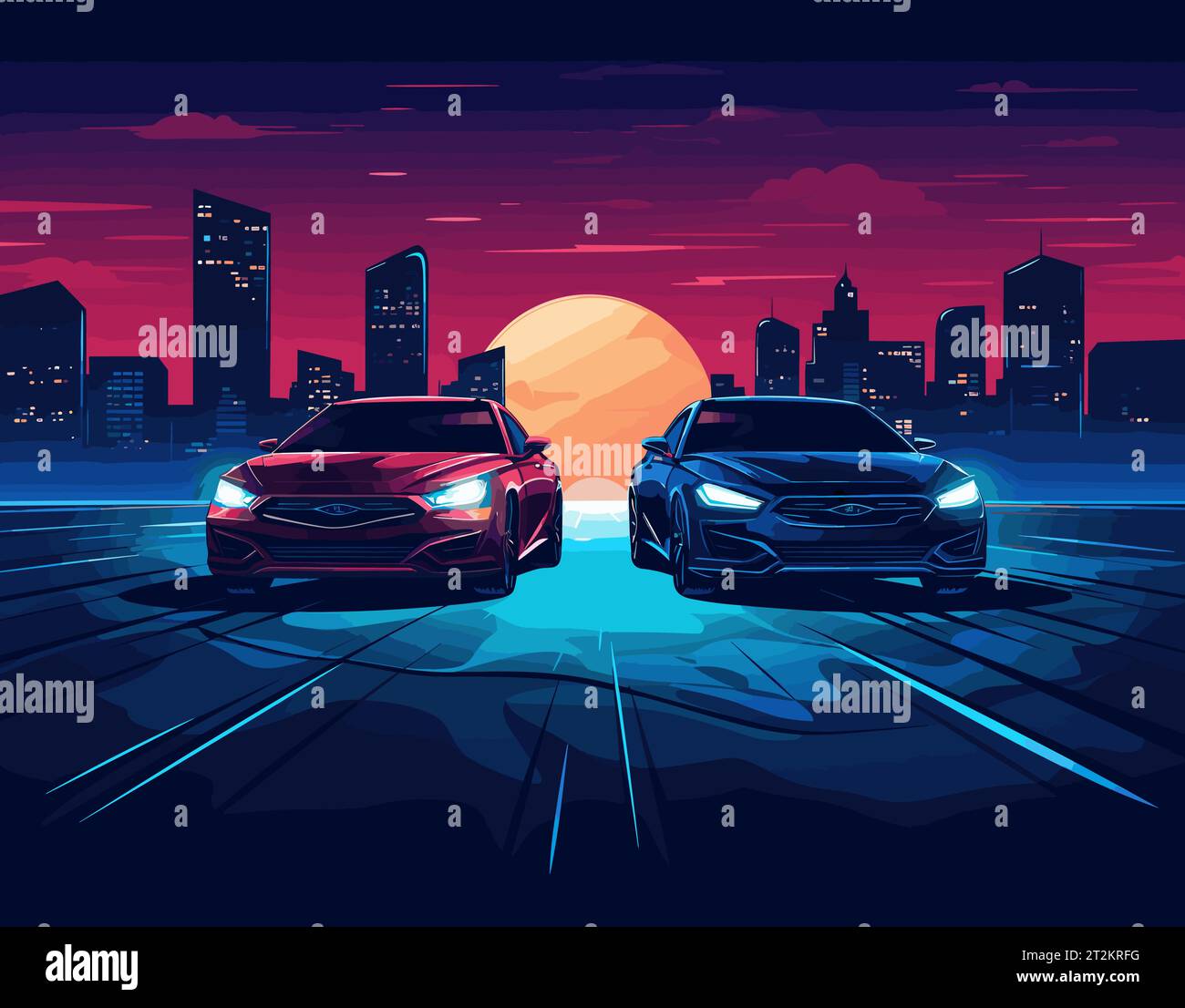 Car sunset urban Stock Vector Images - Alamy