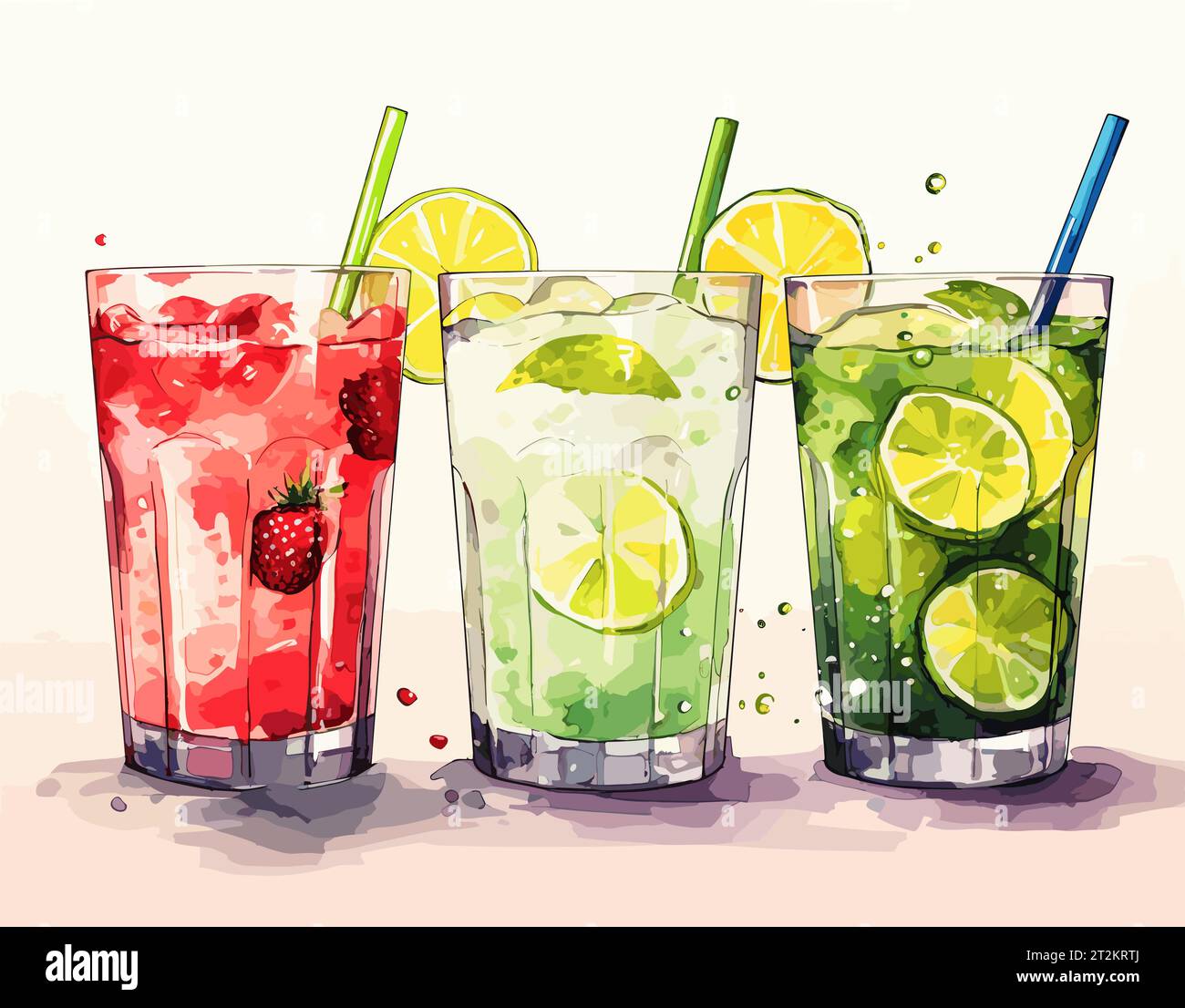 Summer cocktail tropical fruits Stock Vector Images - Alamy