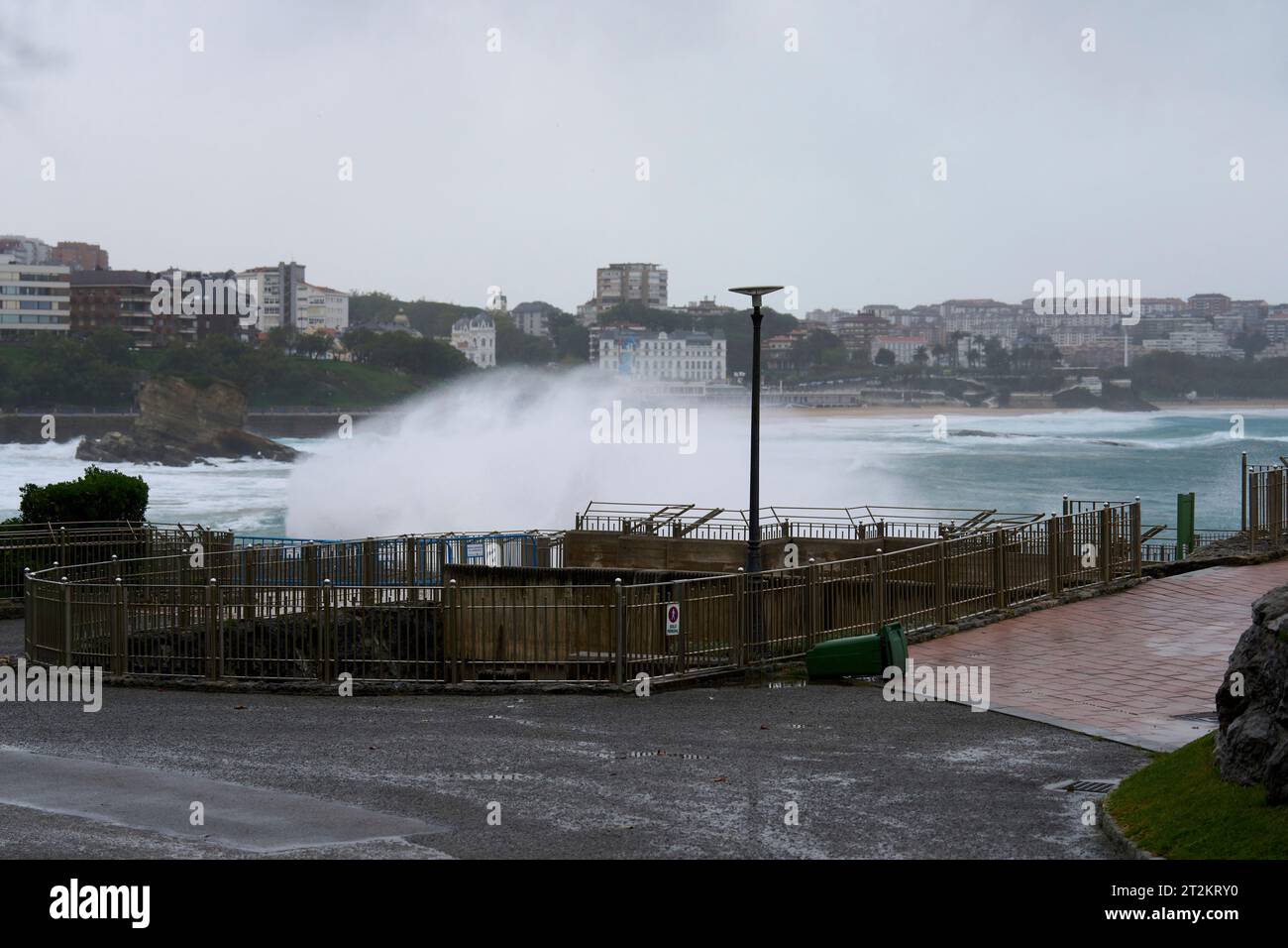 Waves on a beach in Santander, on October 20, 2023, in Santander ...