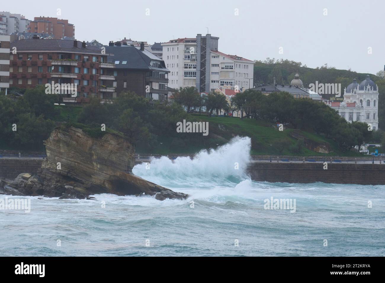 Waves on a beach in Santander, on October 20, 2023, in Santander ...
