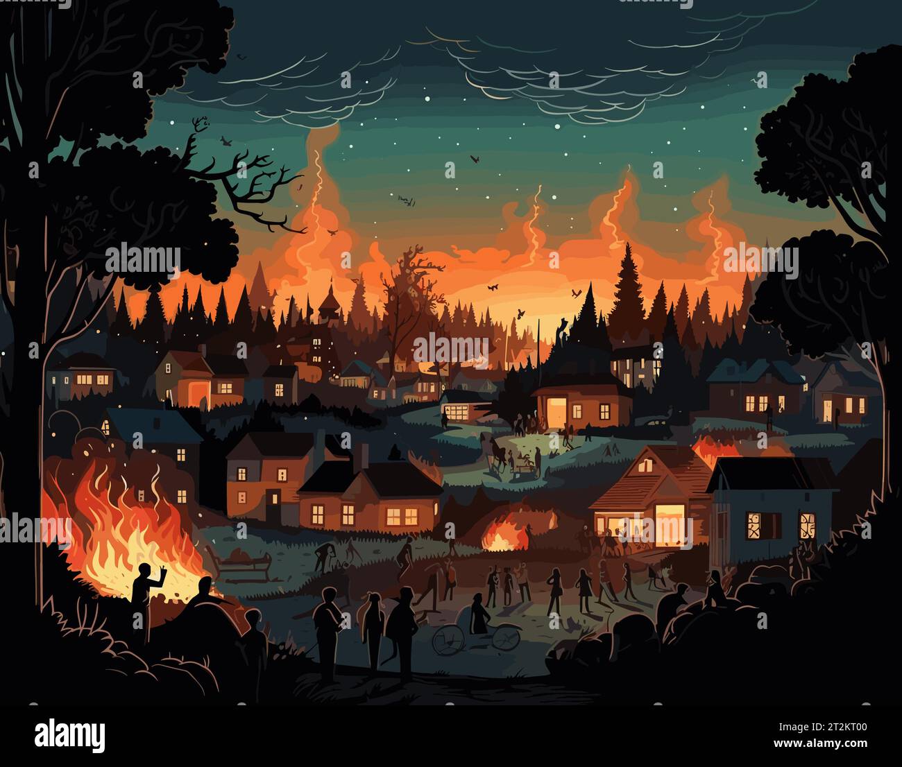 Fire village Stock Vector Images - Alamy