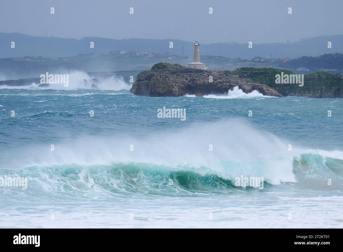 Waves on a beach in Santander, on October 20, 2023, in Santander ...