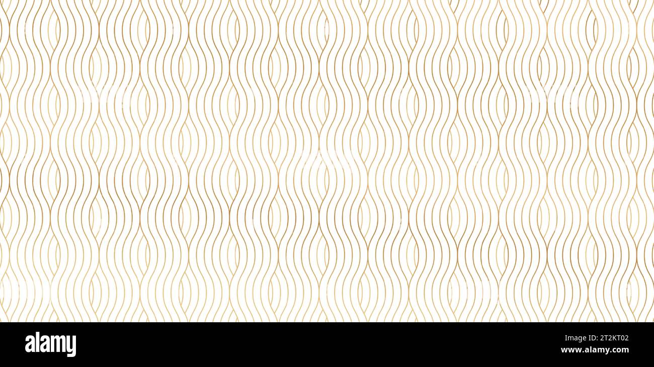 vector illustration Seamless pattern with golden wavy lines on isolated ...