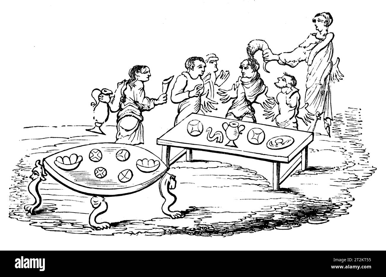 Anglo Saxon Tables; Black and White Illustration from the "Old England ...