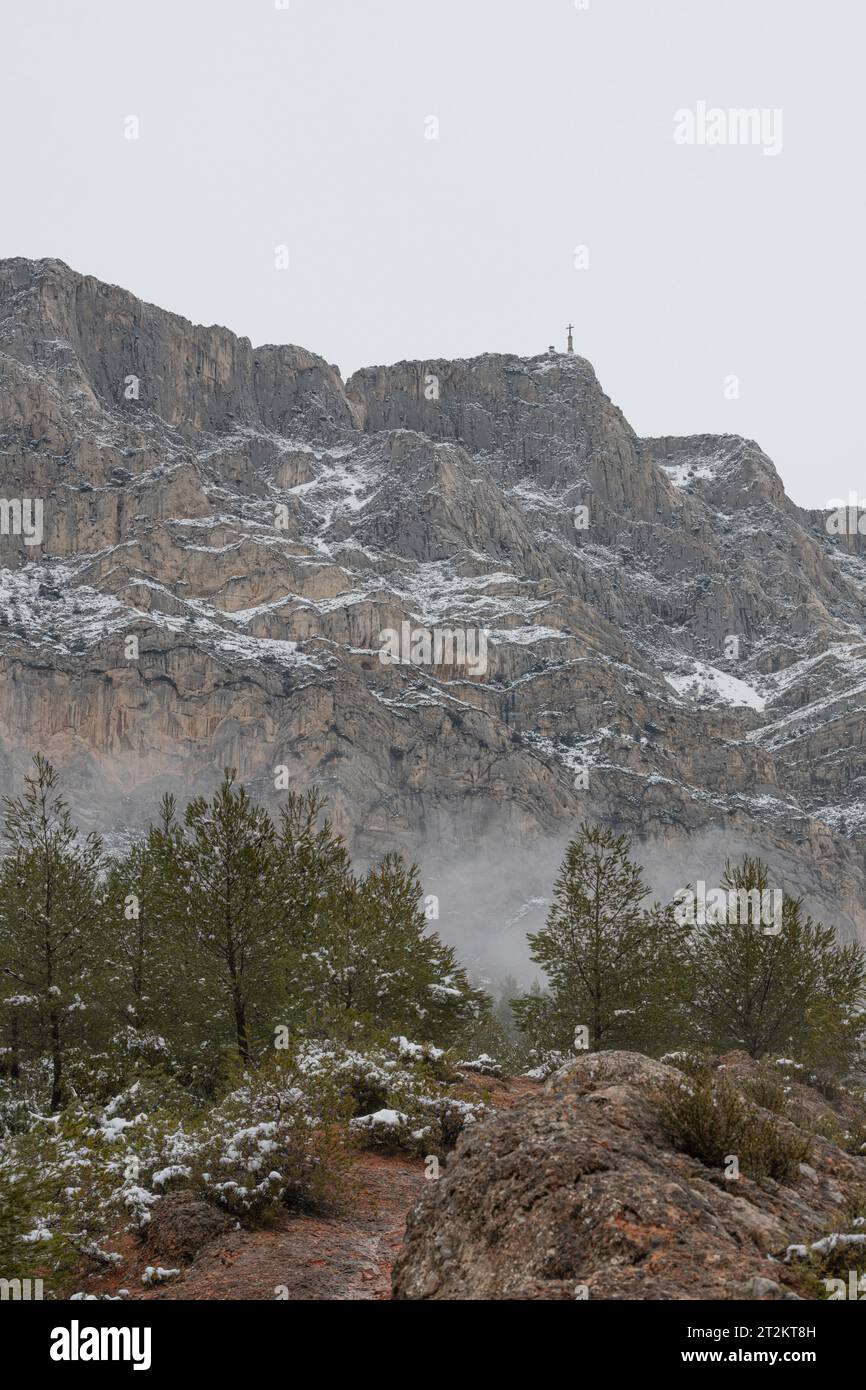 The Sainte Victoire with the Cross of Provence under the snow in ...