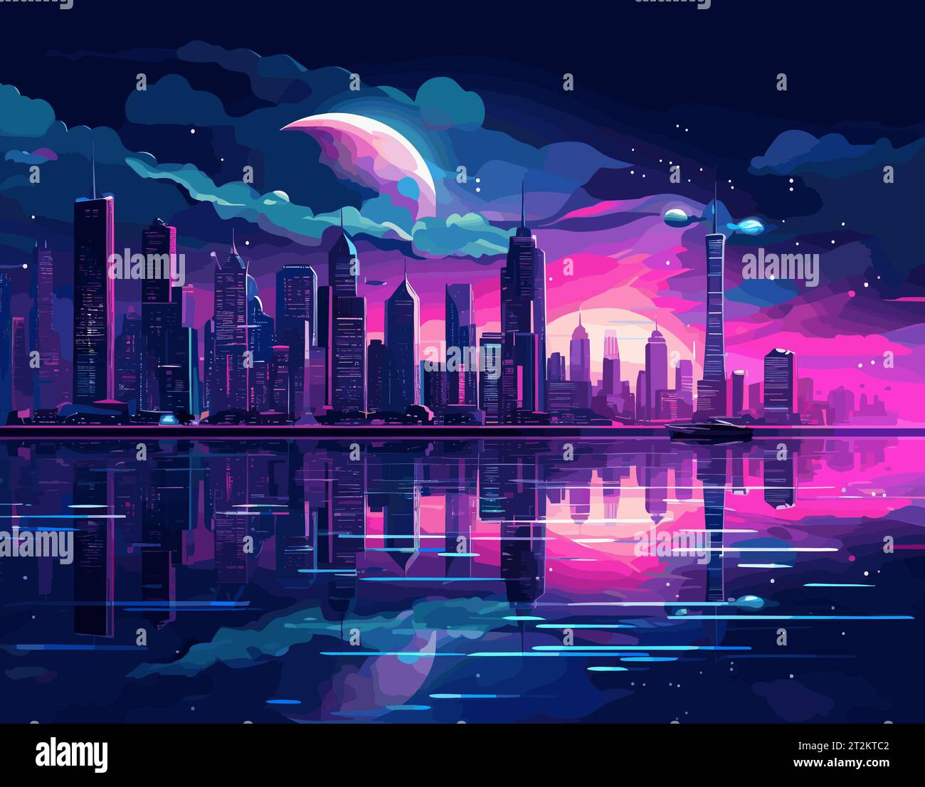 Cosmic Dusk in Neon Metropolis Stock Vector Image & Art - Alamy