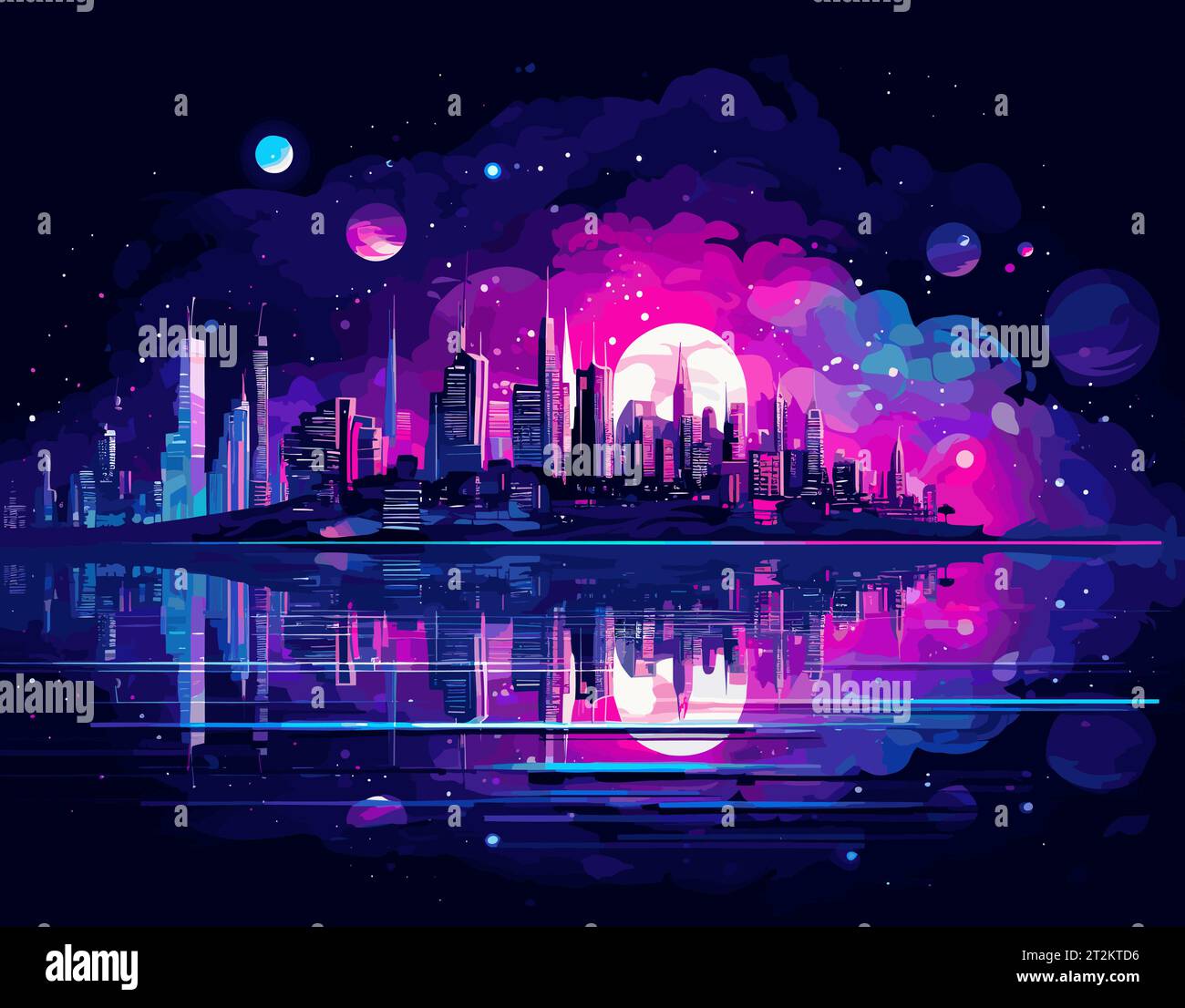 Starry Night in Neon Galaxy Stock Vector Image & Art - Alamy