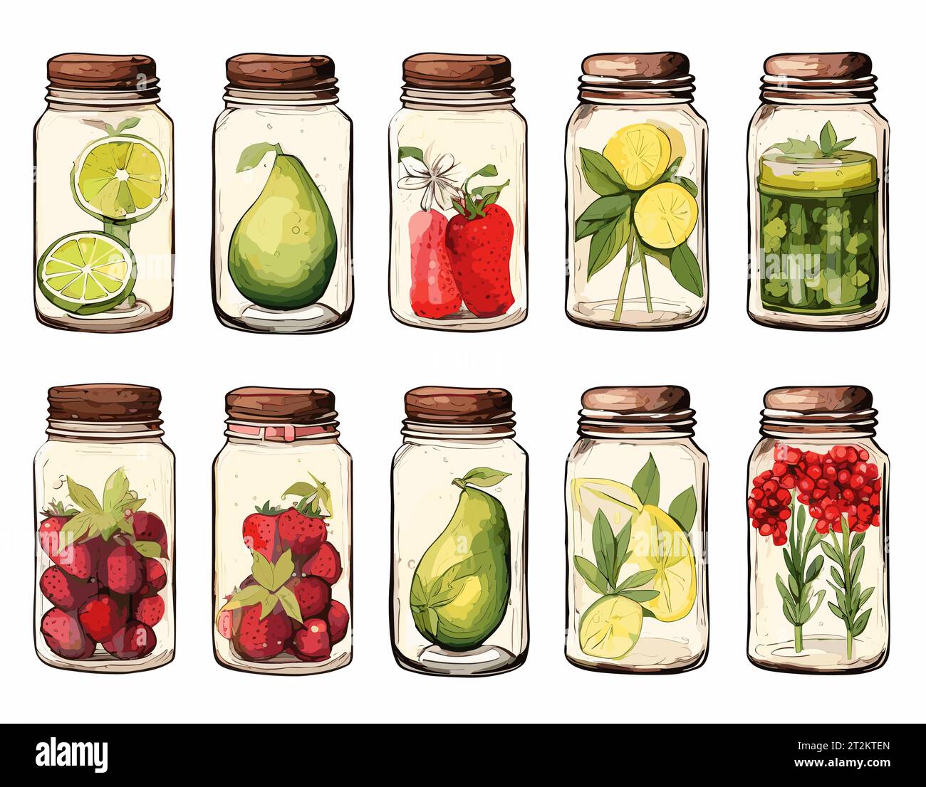 Bright Jars with Fruits Stock Vector Image & Art - Alamy
