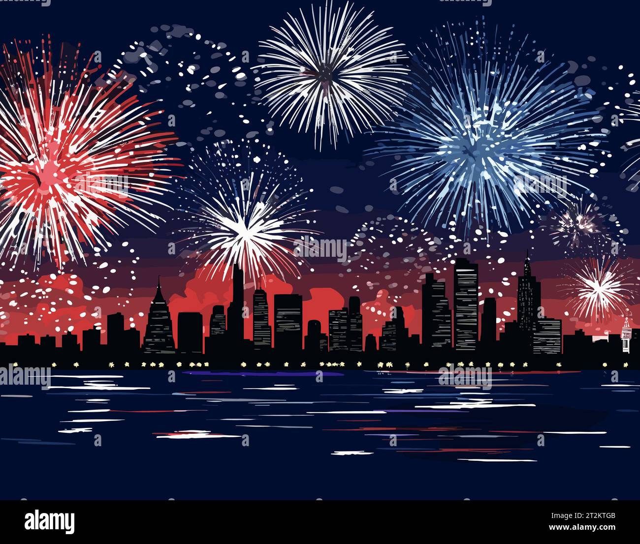 Firework Fiesta Over City Waters Stock Vector Image & Art - Alamy