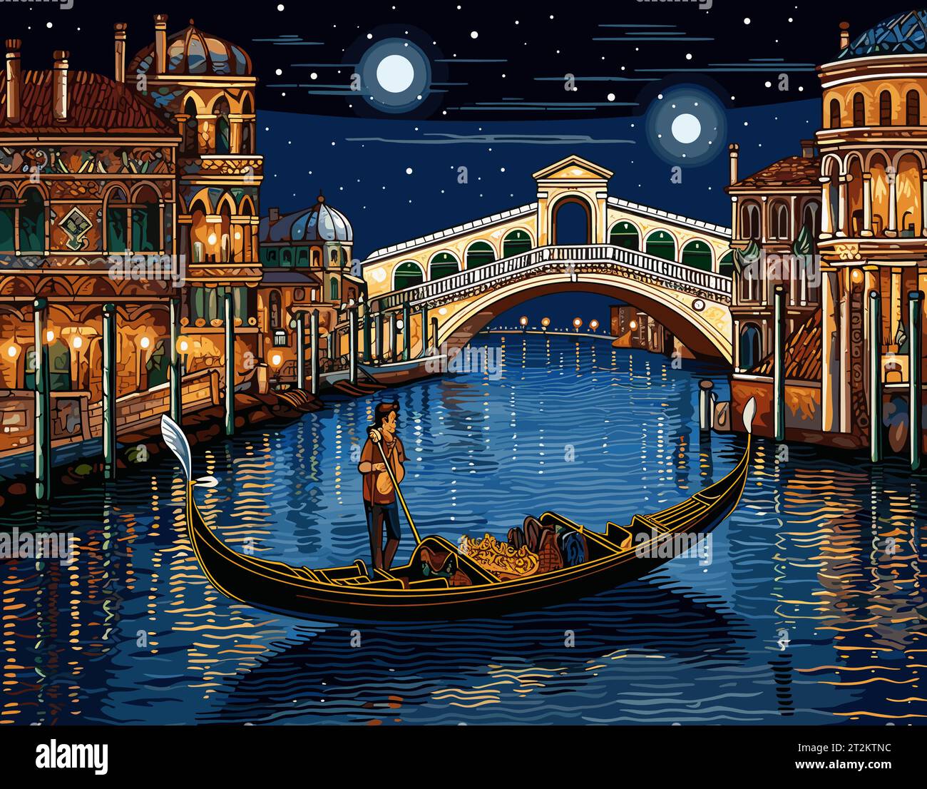 Venice night canal Stock Vector Images - Alamy