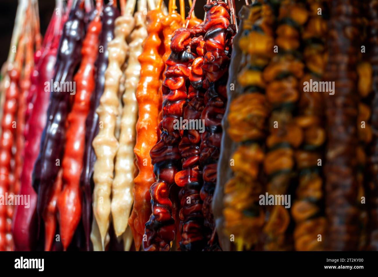 Famous georgian dessert churchkhela on street food market in Tbilisi ...
