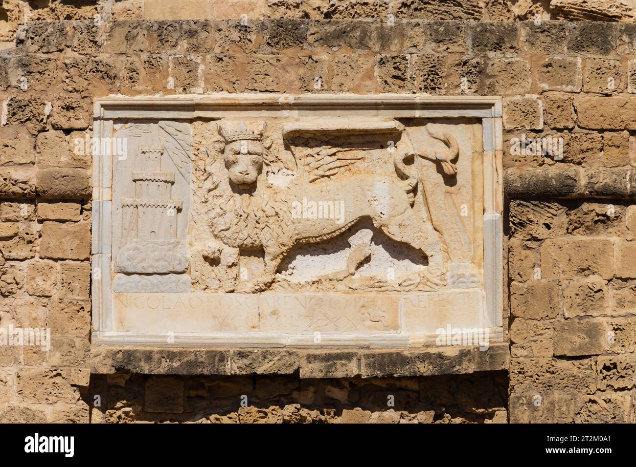 Relief of the Lion of St Mark on the walls of Othello tower, castle ...
