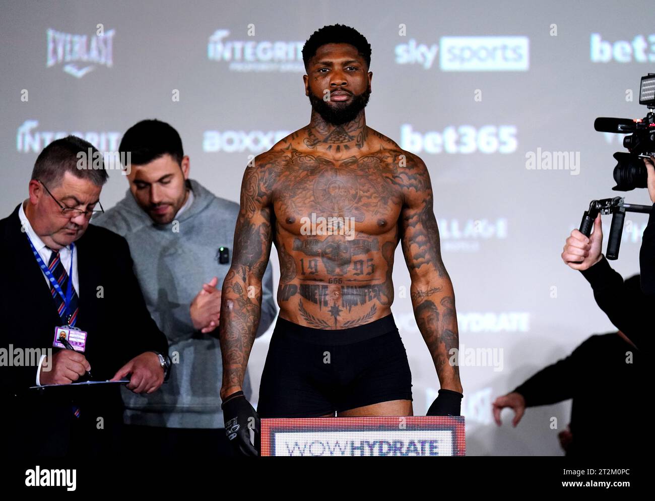 Mikael Lawal during a weigh-in at Genesis Cinema, London. Picture date ...