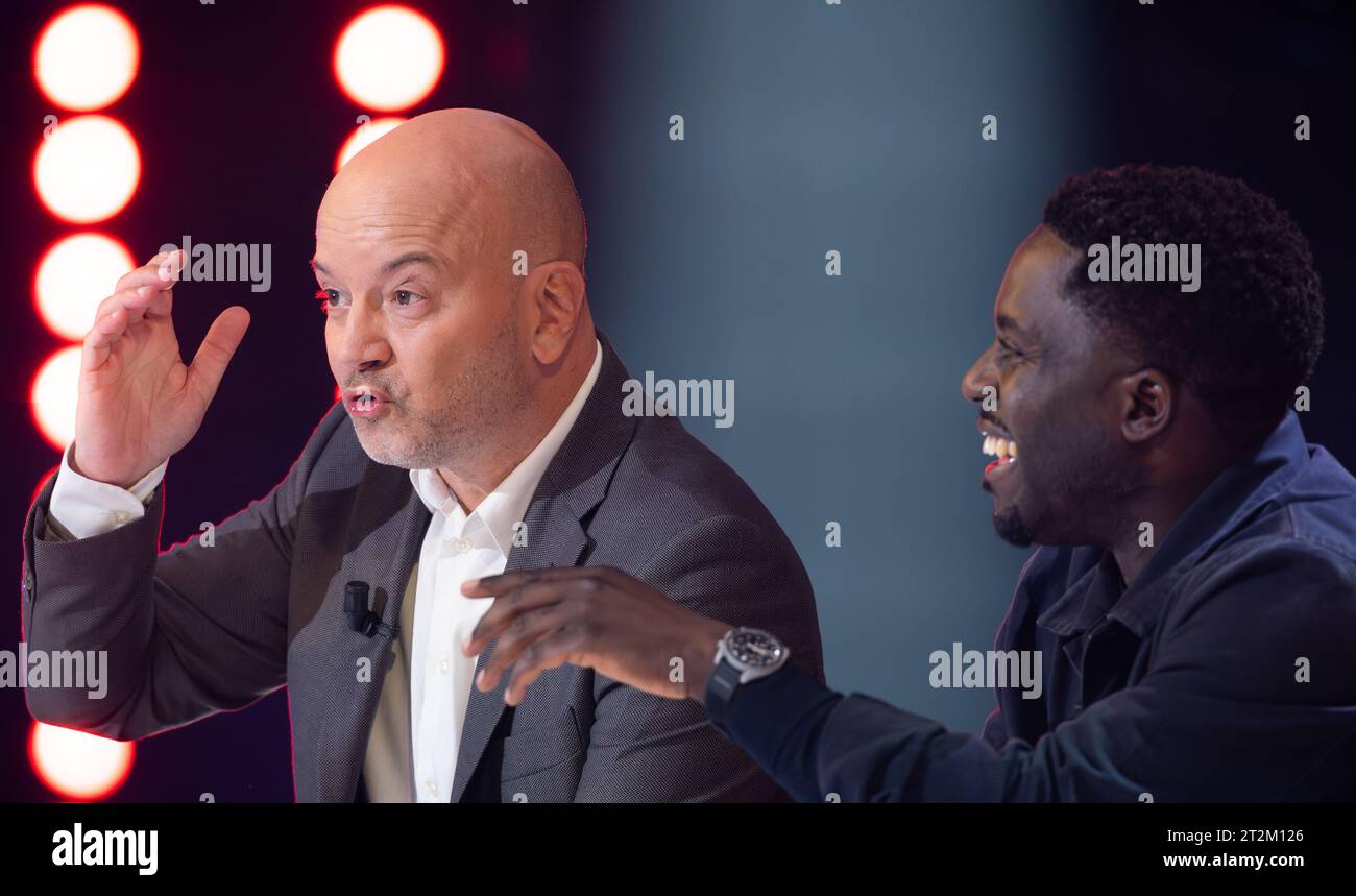 Liege, Belgium. 06th Oct, 2023. RTBF Jerome de Warzee and Comedian Kody ...
