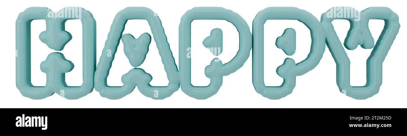 Happy letters banner, 3D illustration. 3d render blue balloon text ...