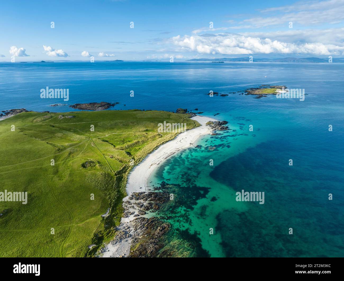 Aerial view of the sandy beach, White Strand of the Monks on the ...