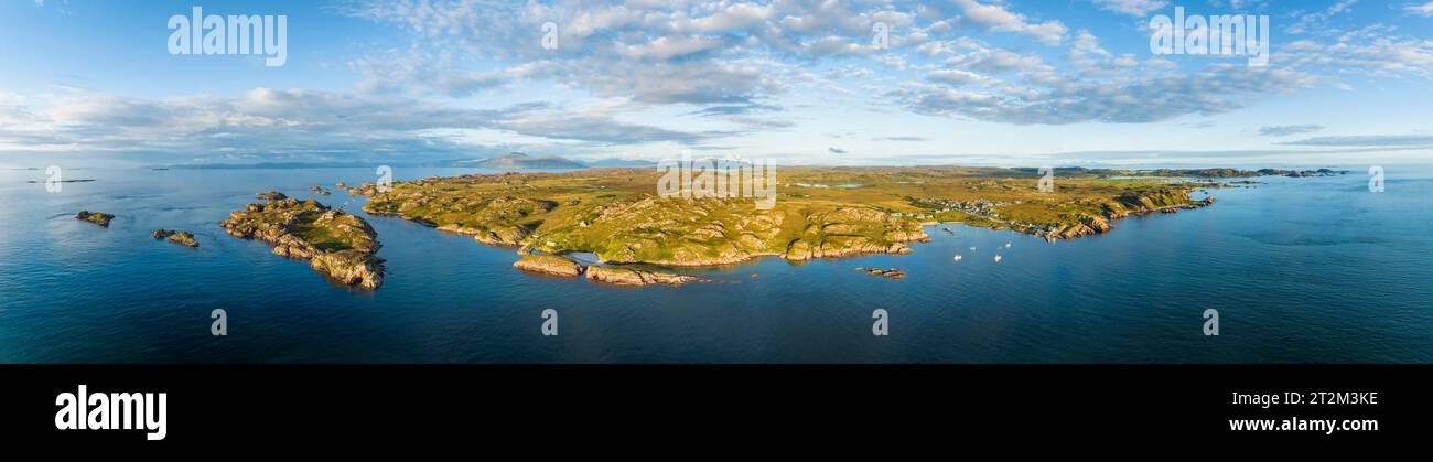 Aerial panorama of the western part of the Ross of Mull peninsula, with ...