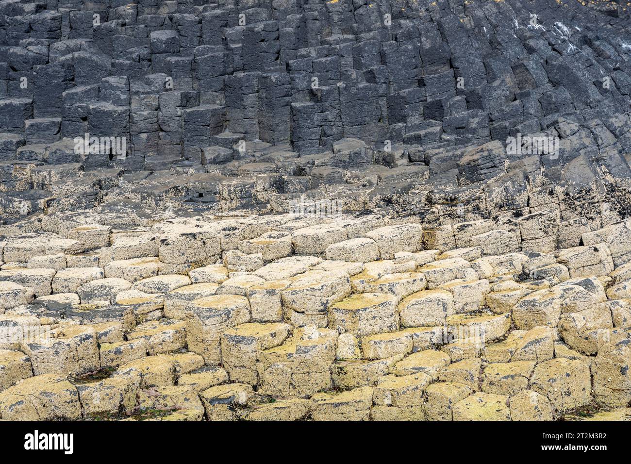 Bizzarely formed polygonal columnar basalt on the uninhabited rocky ...