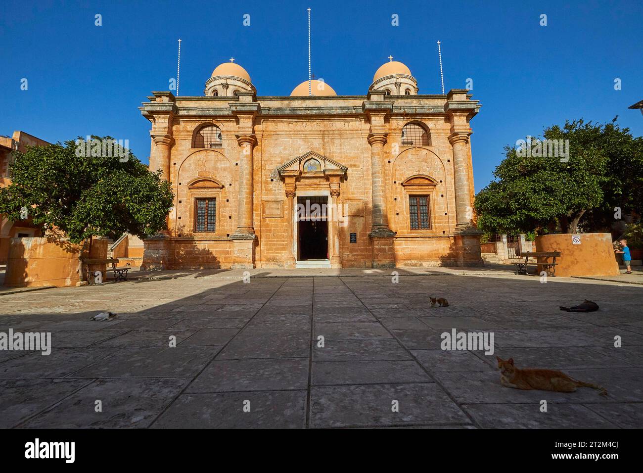 Agia Triada, Orthodox monastery, super wide angle, main church frontal ...