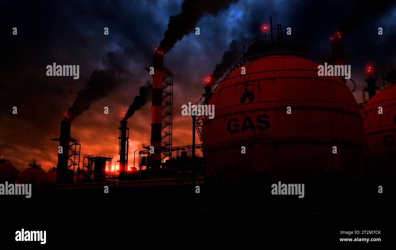 natural gas or LNG storage tanks on refinery plant or processing plant ...