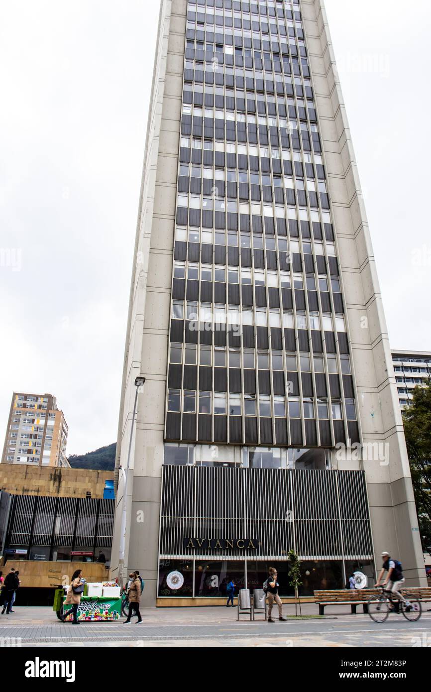 Bogota, Colombia - 19 October 2023. Avianca building and the famous Seventh Avenue at tne Bogota ...