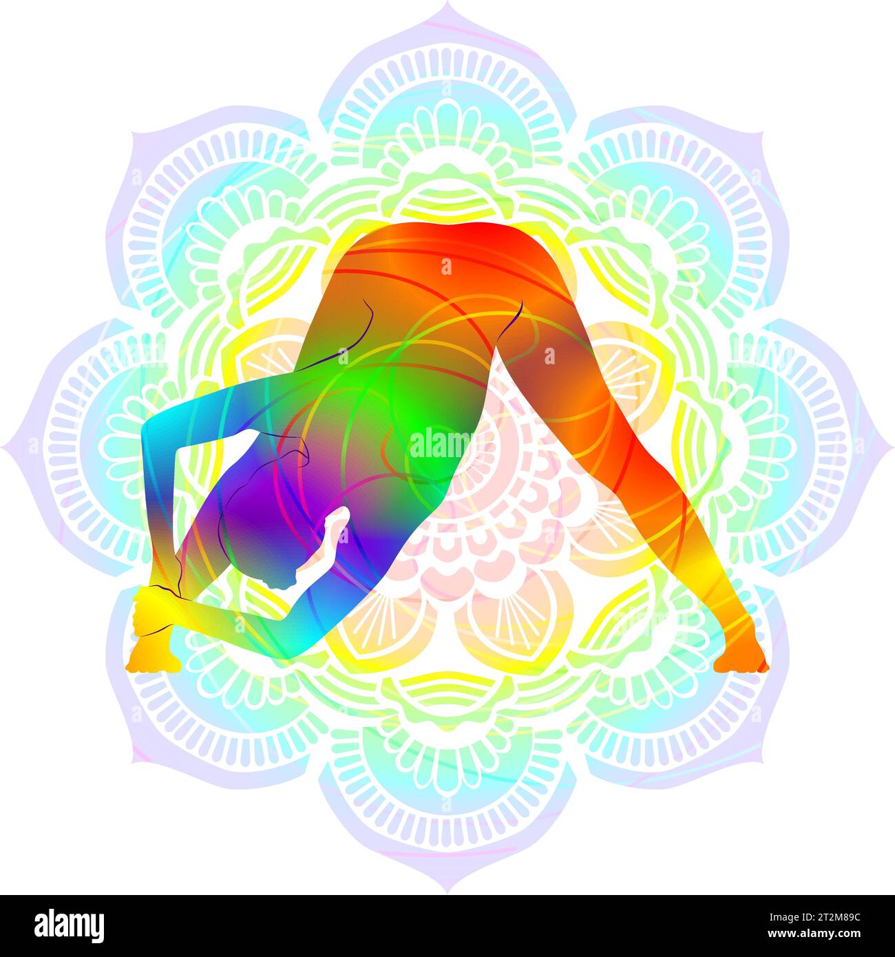 Colorful silhouette of Parshva Prasarita Padottanasana. Side Wide ...