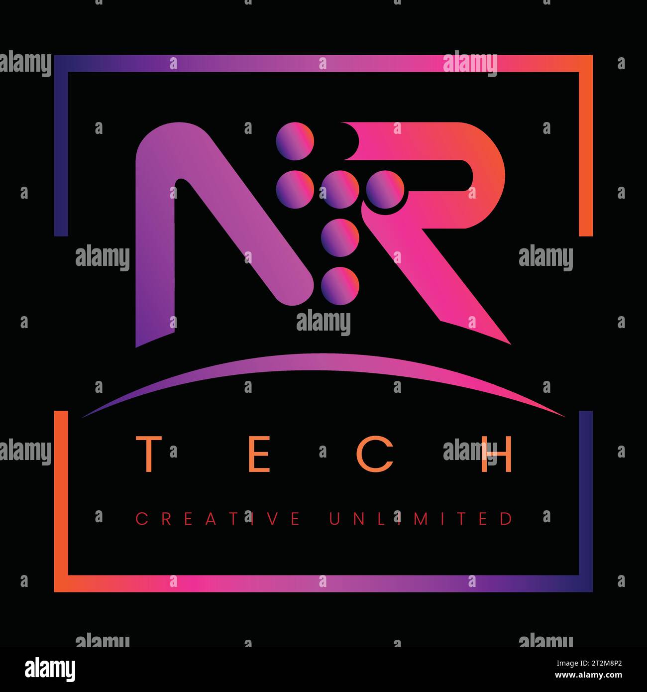 Letter NR creative logo design vector. NR tech logo design. Blur, red ...
