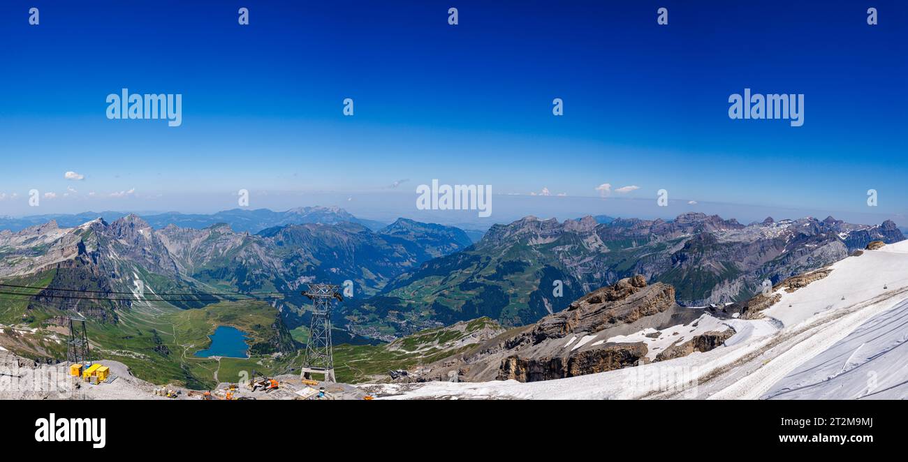 Panoramic view over Trubsee and the village of Engelberg from the ...