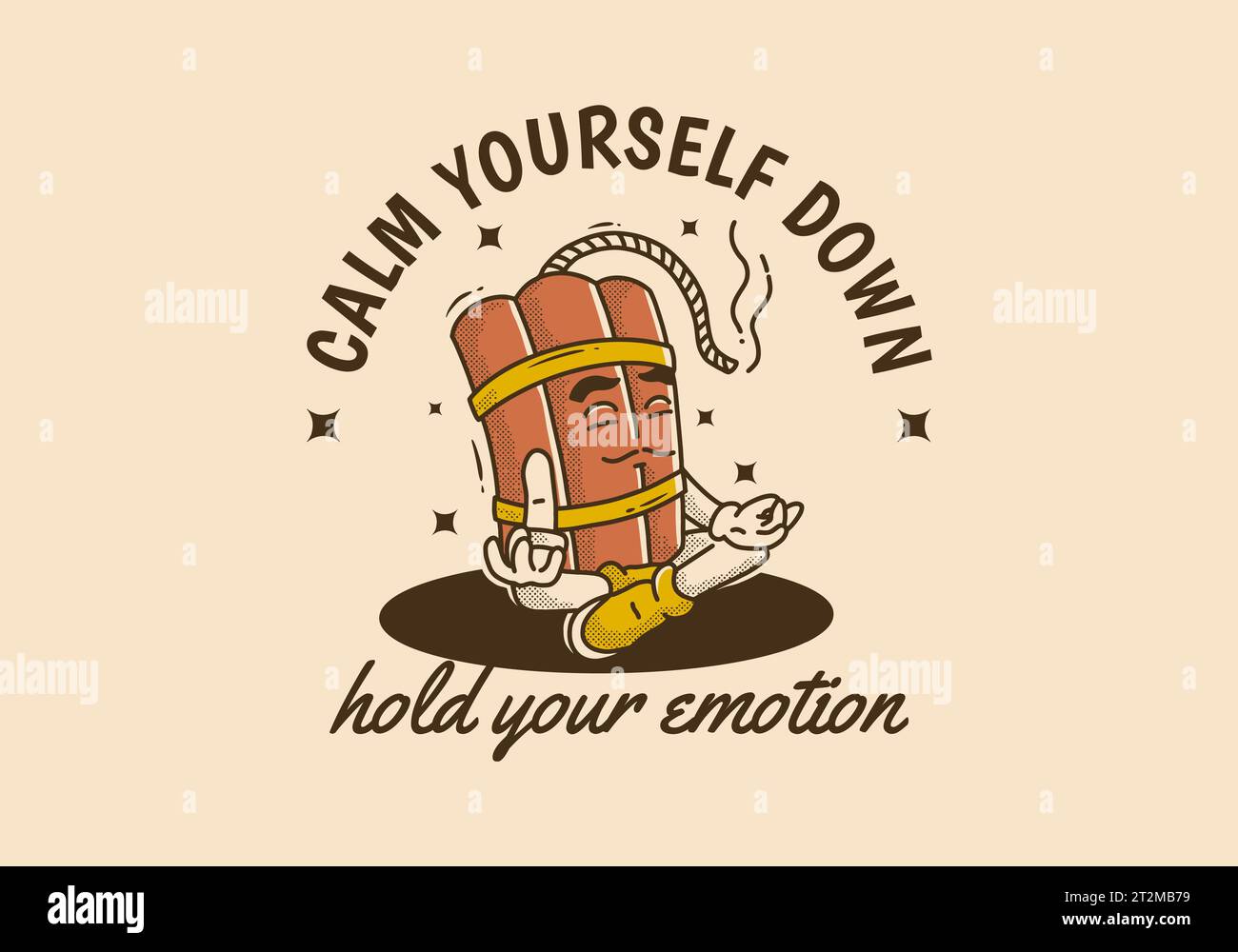 Calm yourself down hold your emotion. Vintage mascot character design ...