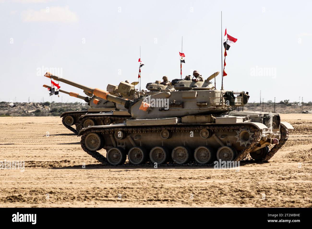 Arish, Egypt. 20th Oct, 2023. Egyptian Military tanks are seen at the ...