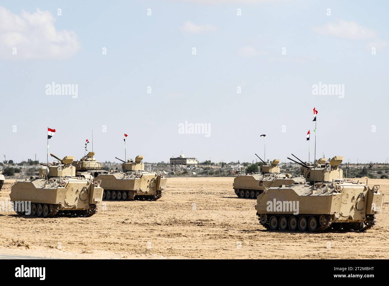 Arish, Egypt. 20th Oct, 2023. Egyptian Military tanks are seen at the ...