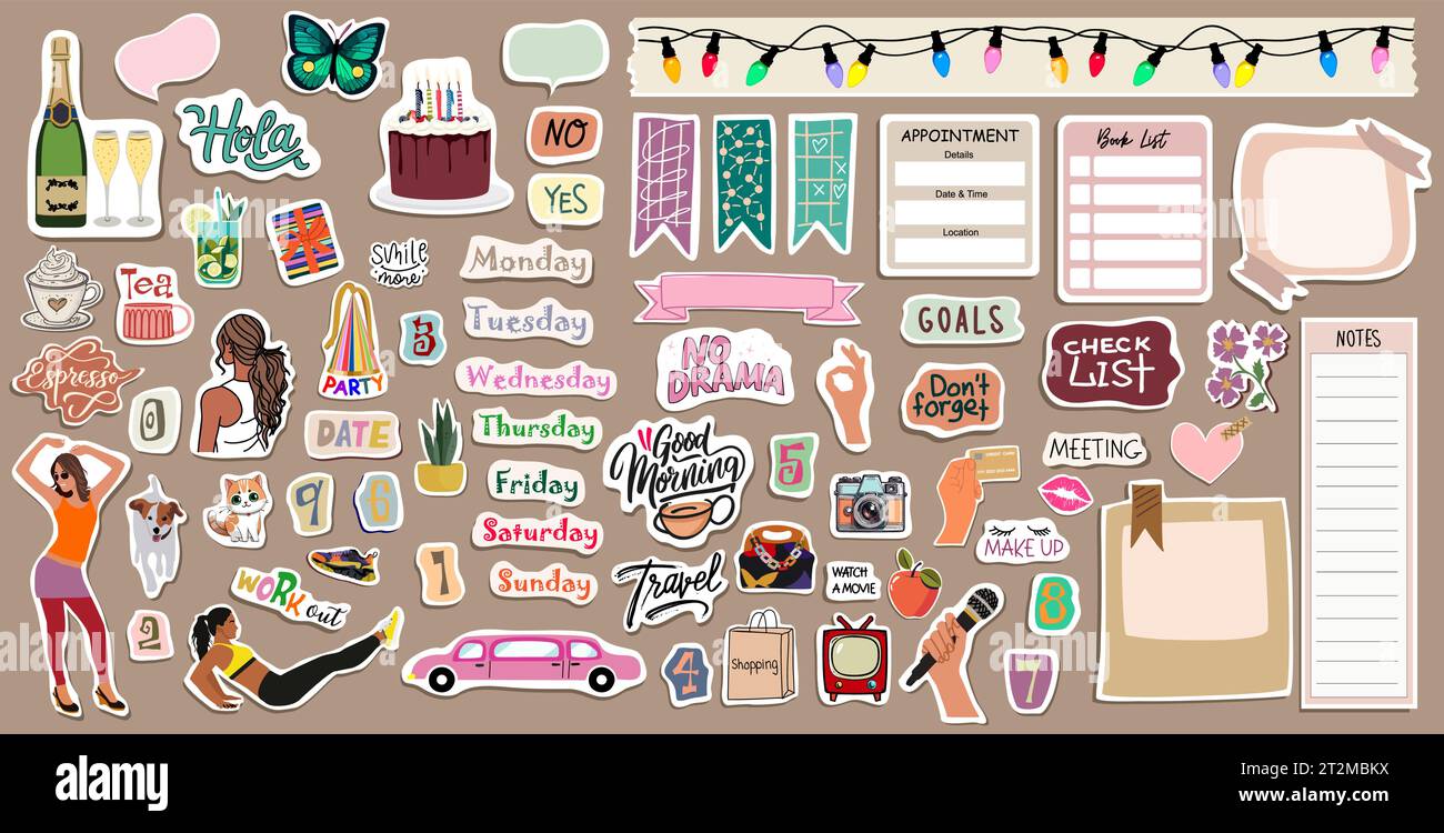 Set of weekly, daily planner stickers vector Stock Vector Image & Art - Alamy