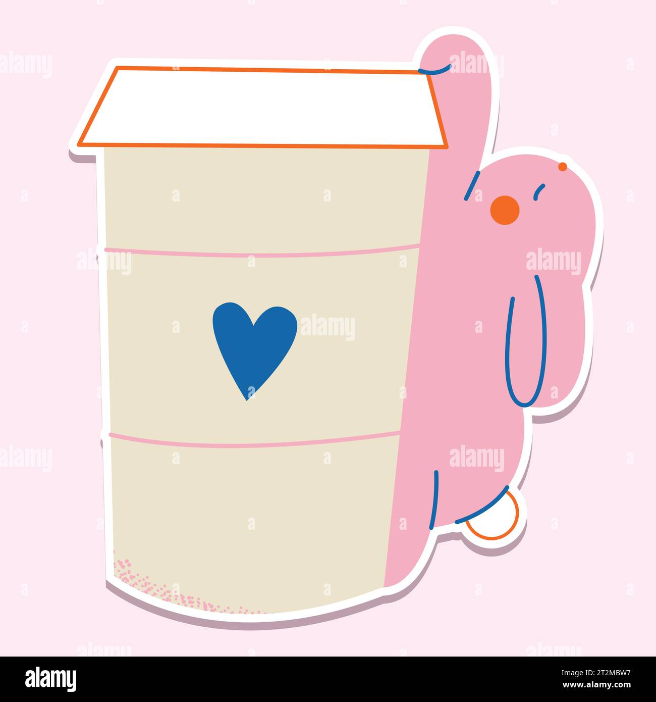 Cute kawaii pink rabbit sticker kid graphic Stock Vector Image & Art ...