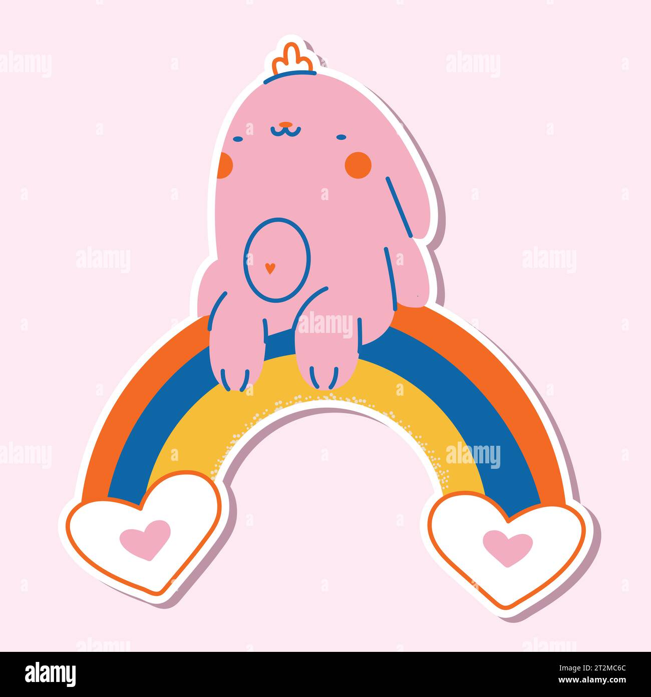 Cute kawaii pink rabbit sticker kid graphic Stock Vector Image & Art ...