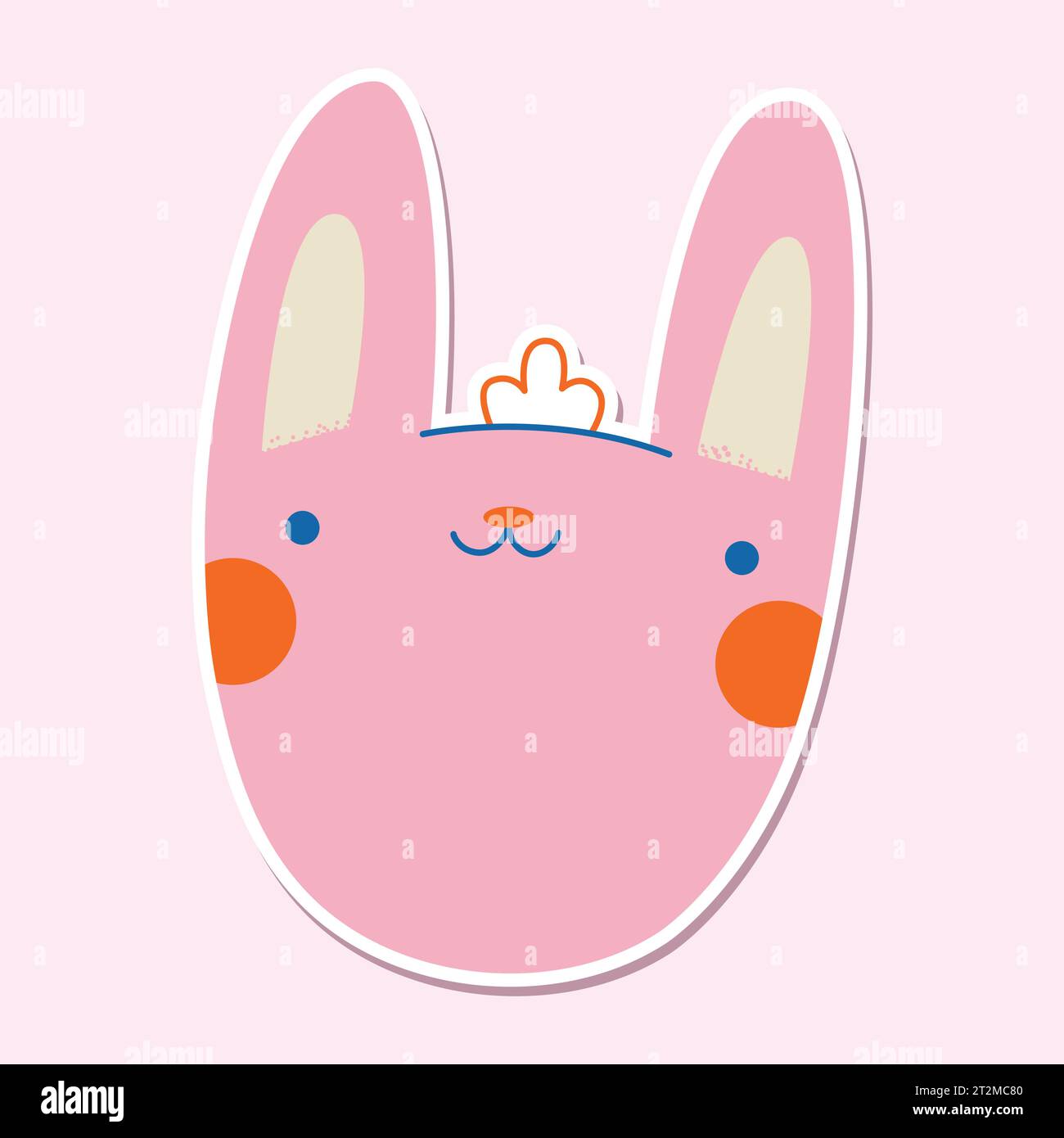 Cute kawaii pink rabbit sticker kid graphic Stock Vector Image & Art ...
